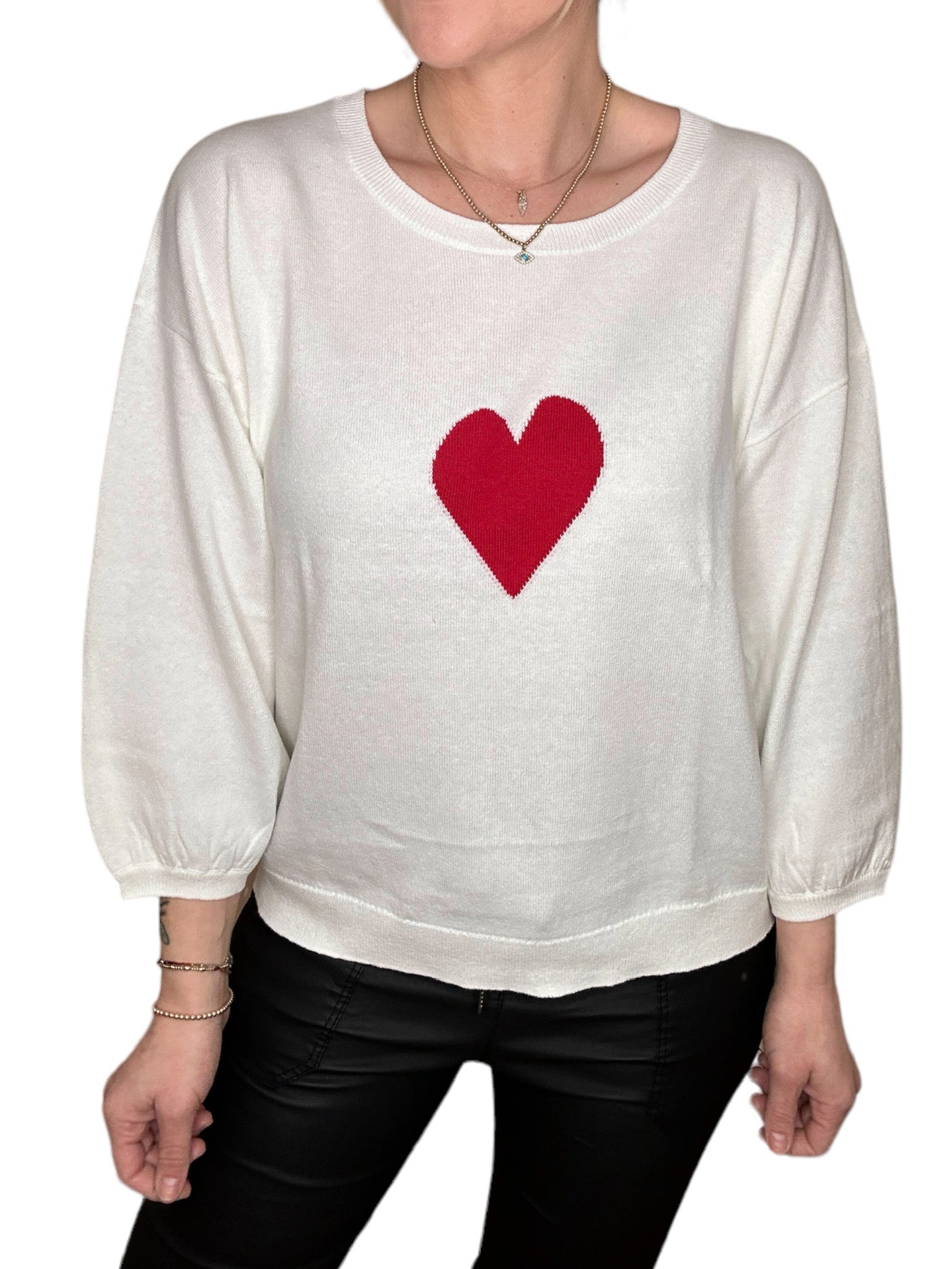 RED HEART SWEATER-CREAM – Kingfisher Road